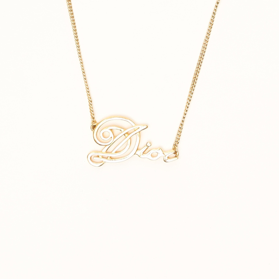 A Retro Tale - CHRISTIAN DIOR Vintage Cursive Logo Necklace
