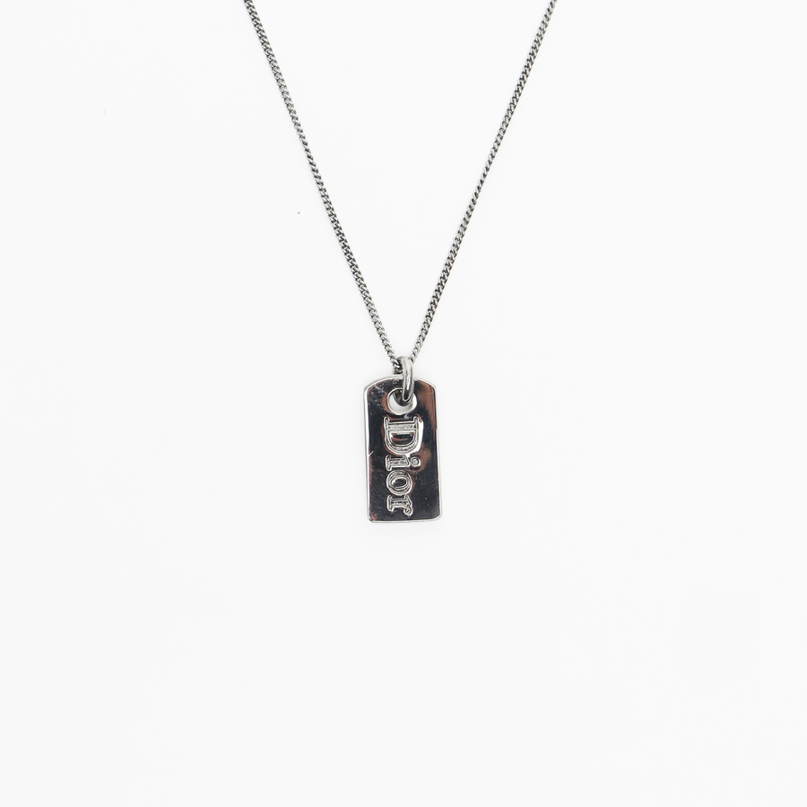 Vintage CHRISTIAN DIOR Logo Plate Necklace - A Retro Tale