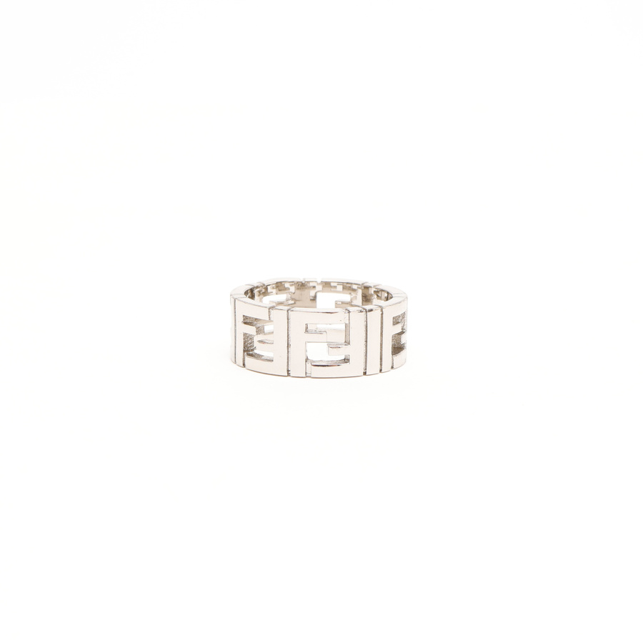 Vintage FENDI Silver-tone FF Ring Size 8 - A Retro Tale