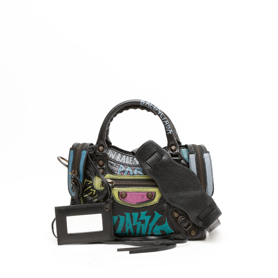 Vintage BALENCIAGA Classic Motocross City Graffiti Mini Bag - A Retro Tale
