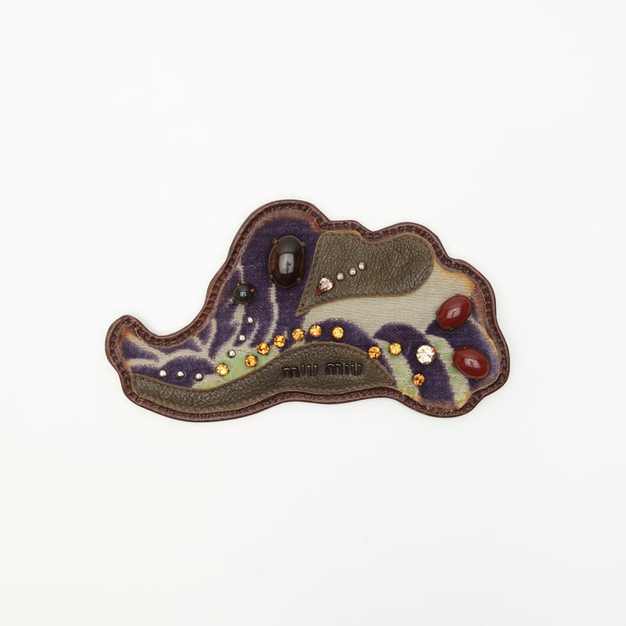 Vintage MIU MIU Large Leather Brooch - A Retro Tale