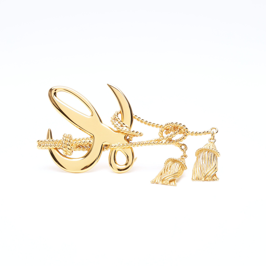 Vintage Loewe L Gold Brooch Authentic Luxury - A Retro Tale