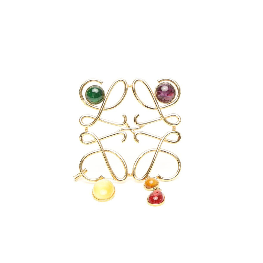 Vintage Loewe Anagram Color Stone Brooch - A Retro Tale