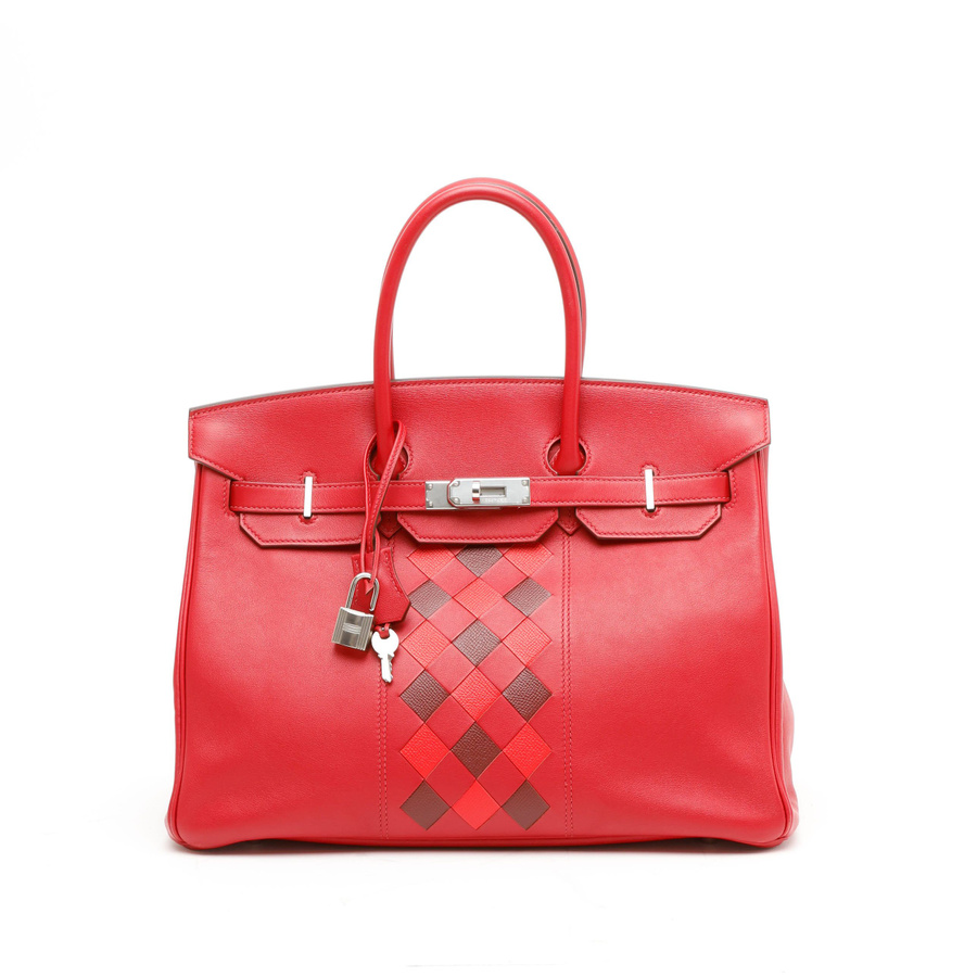 Vintage Hermès Limited Edition Birkin 35 Tressage Rouge de Couer Bag ...