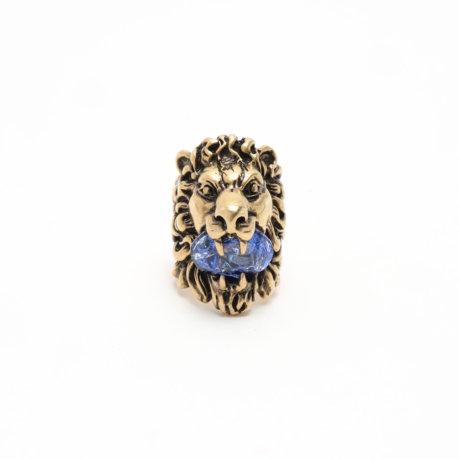 Vintage Gucci Lion Rhinestone Ring, size 51 - 845-38411