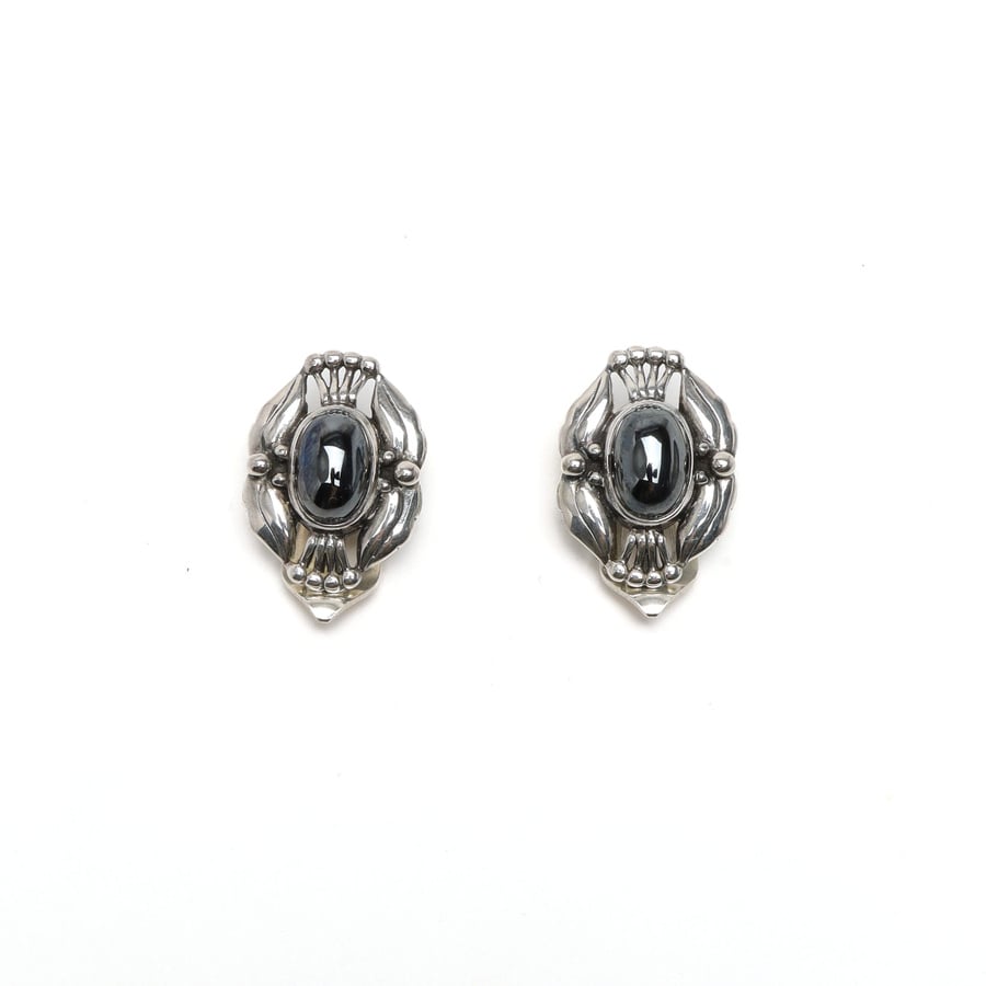 Vintage Georg Jensen Heritage Hematite Silver Clip-on Earrings - 850-34573