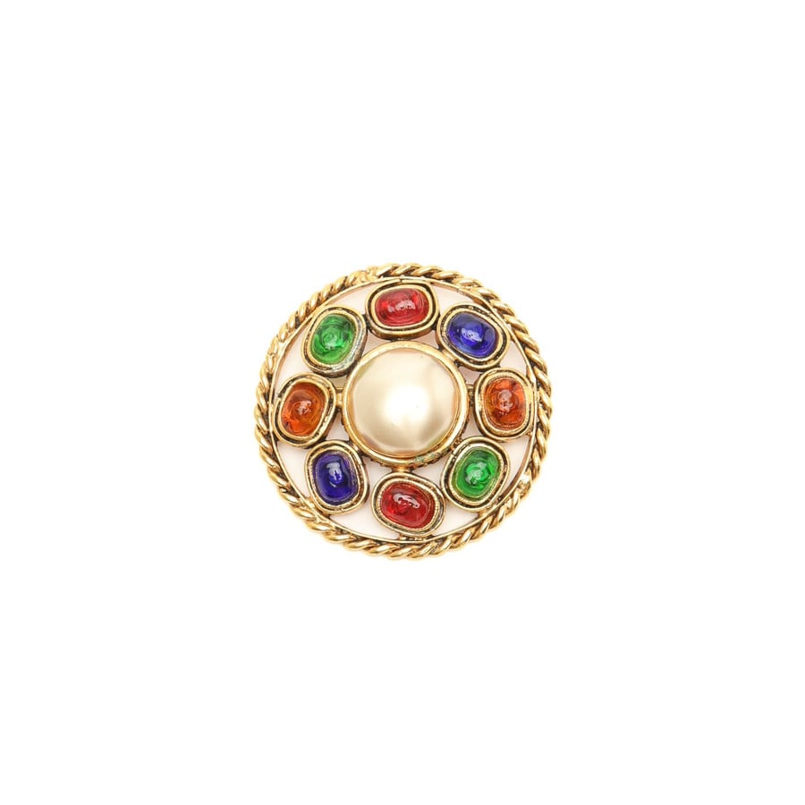 Vintage Chanel Stone Coco Mark Brooch - 850-35453