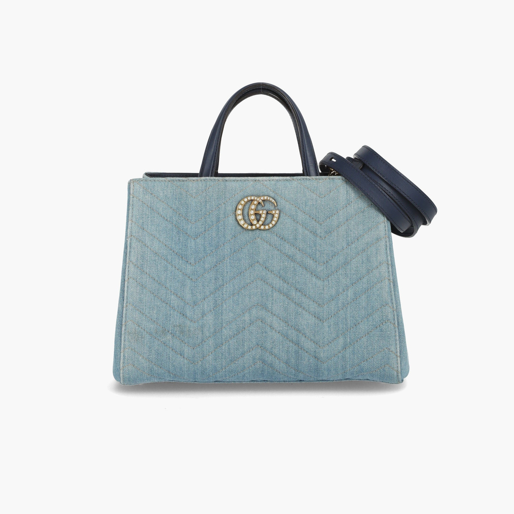 GUCCI Vintage Denim Marmont Two-Way Bag - A Retro Tale