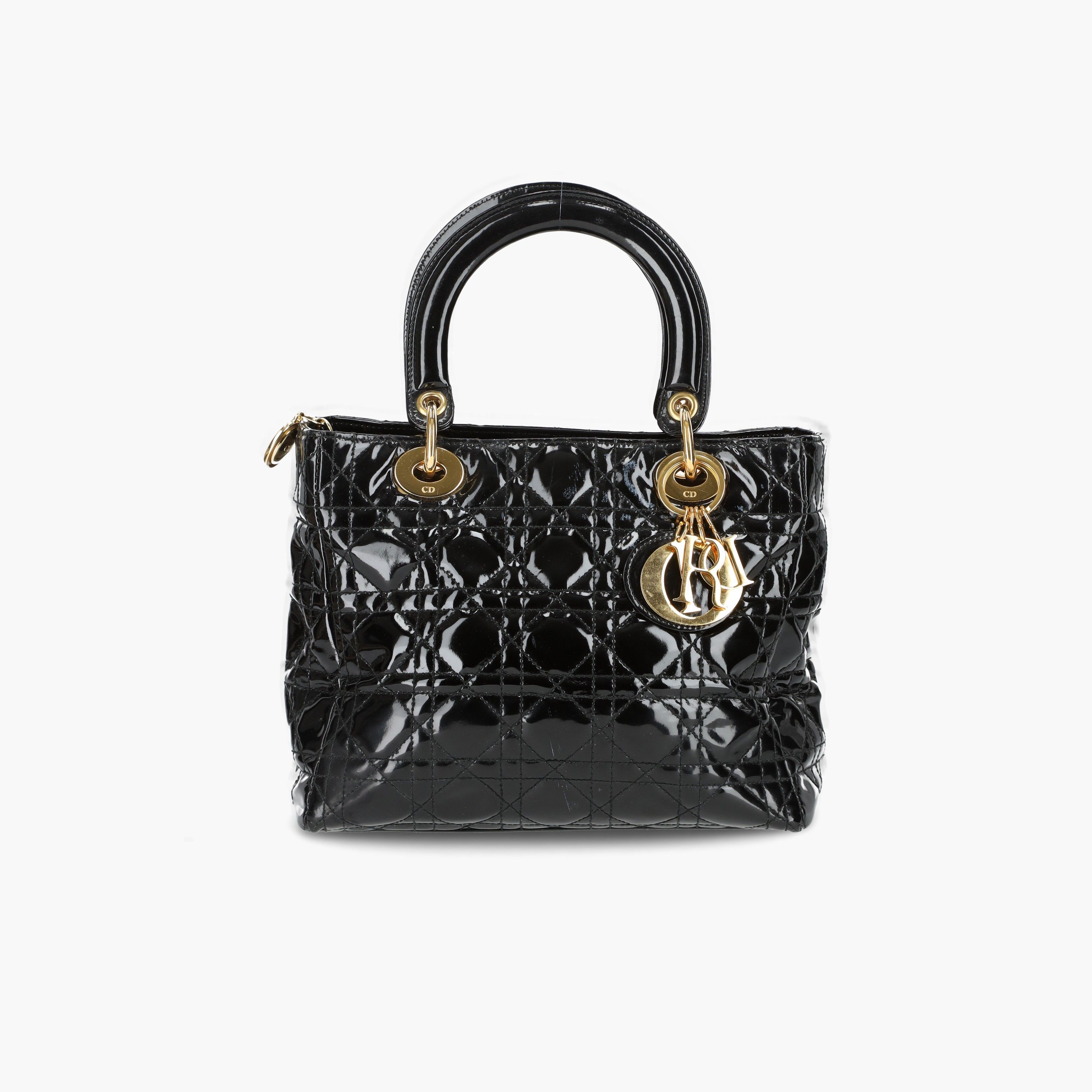 CHRISTIAN DIOR Vintage Patent Medium Lady Dior Handbag - A Retro Tale