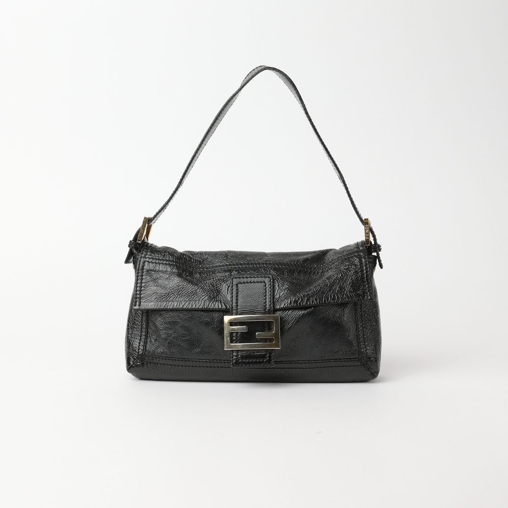 FENDI Vintage Baguette Patent Black Shoulder Bag - A Retro Tale