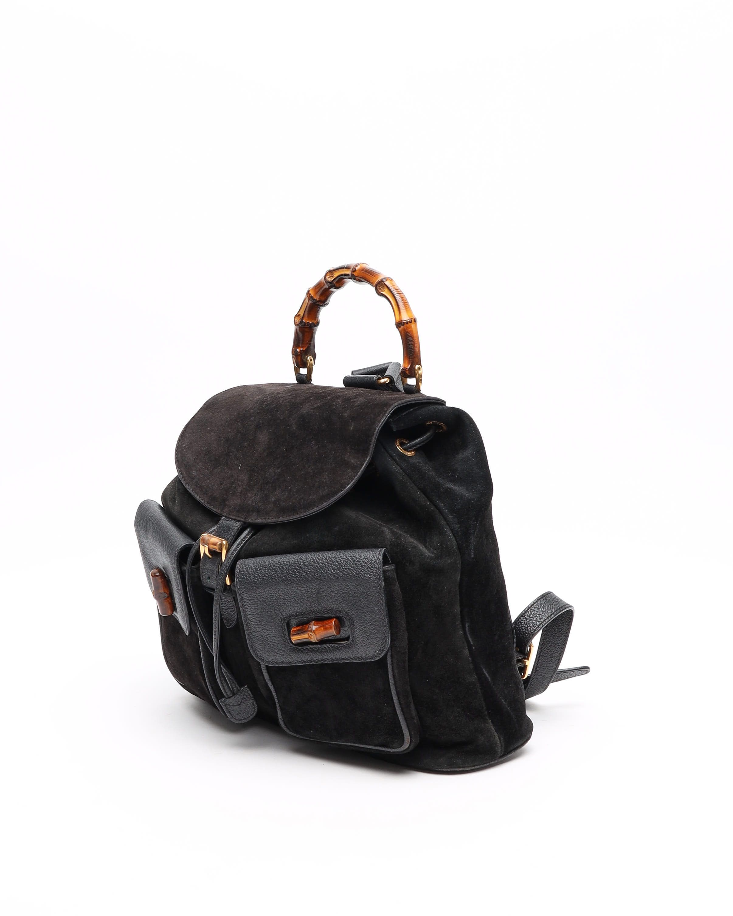 Gucci Bamboo Suede Backpack | ModeSens